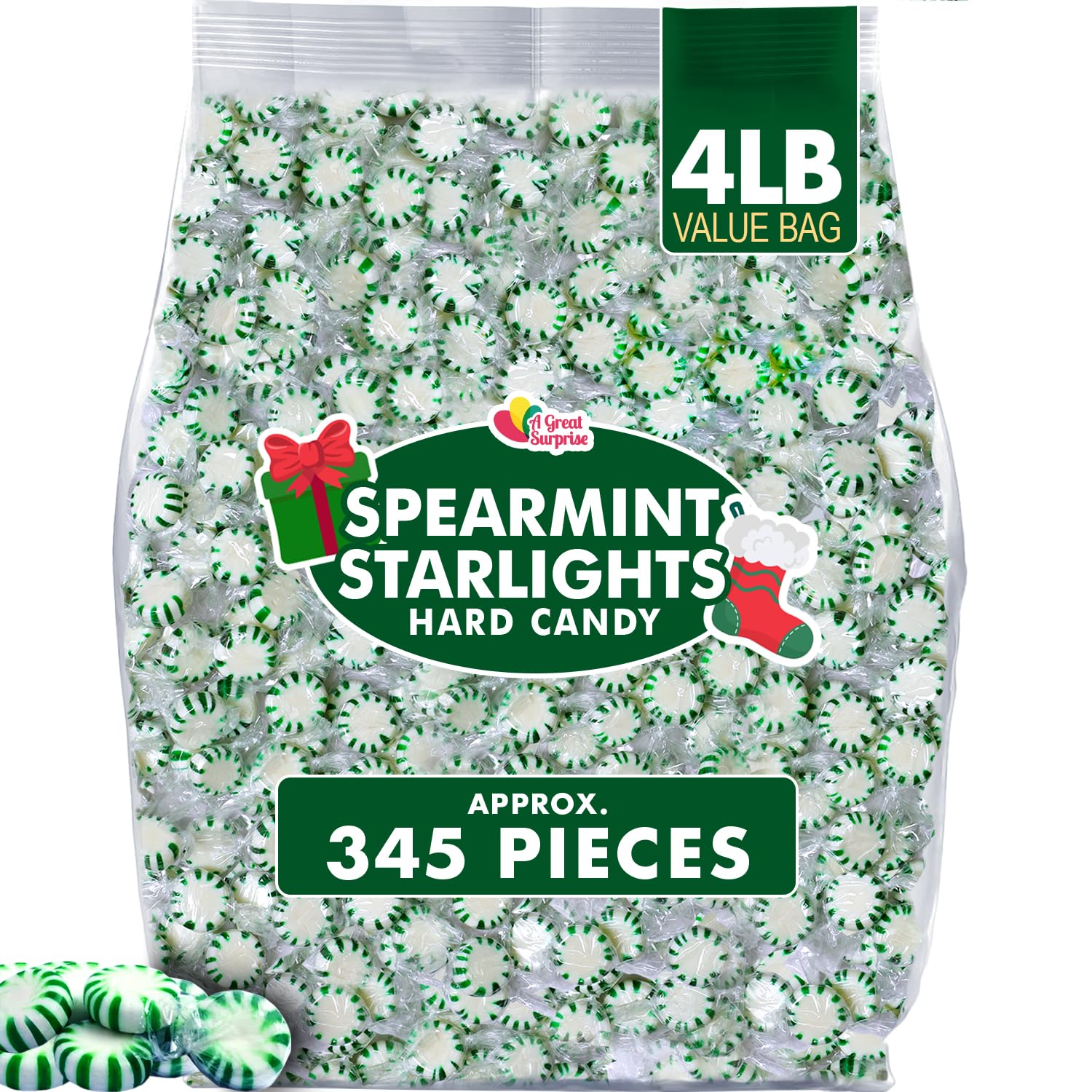 Amazon.com : Spearmint Mints Starlight - 4 Pounds - Big Bulk Hard ...