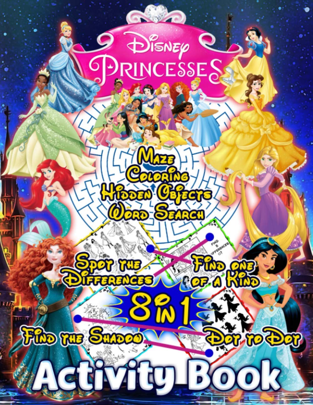 Princess Activity Book Color To Relax Maze Dot To Dot | Desertcart New ...