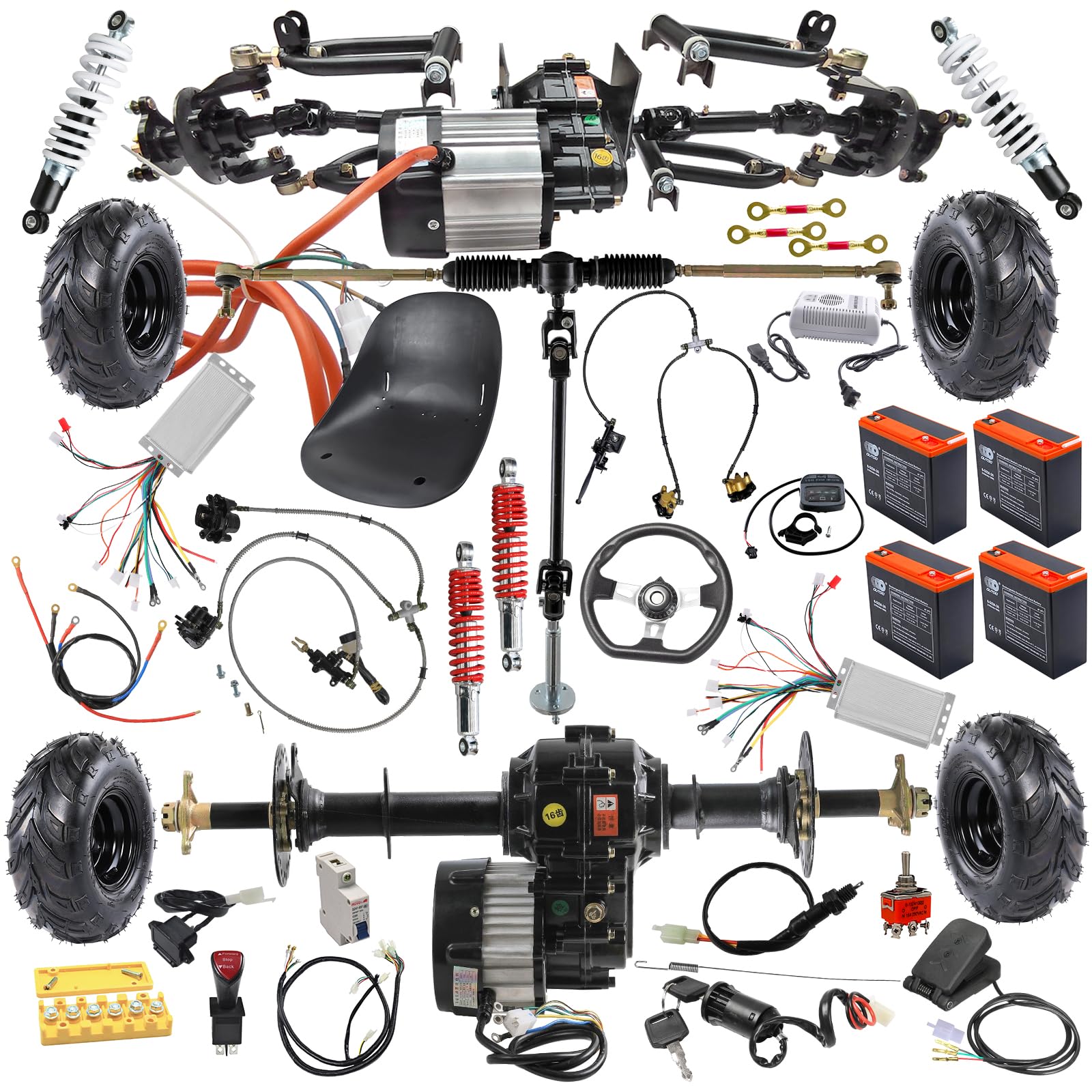 Buy Complete Go Kart Assembly Kit, 4 Wheel Drive Kit, 40" Rear Axle ...