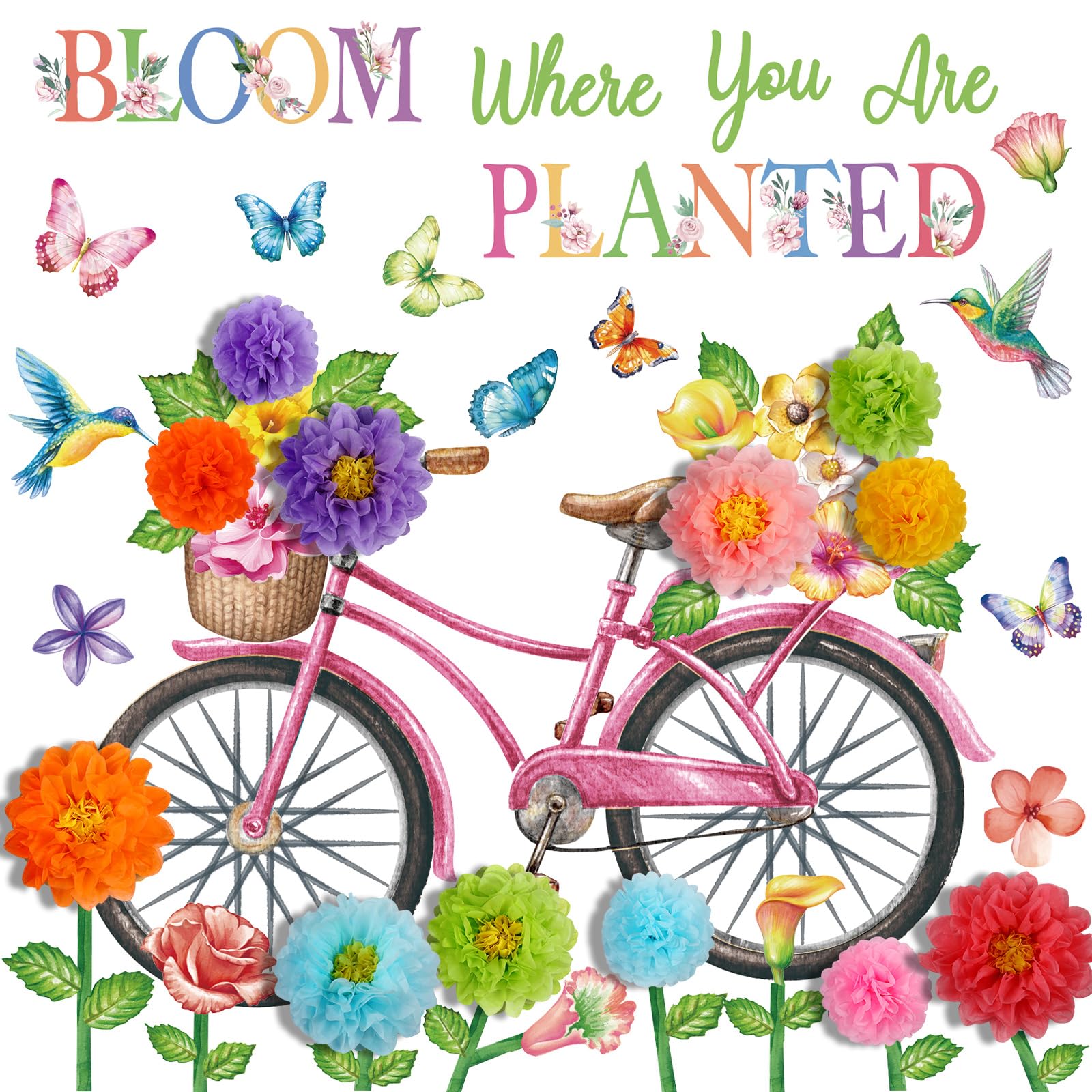 Snapklik.com : 56 Pcs Spring Bulletin Board Decorations Set 3D Flower ...