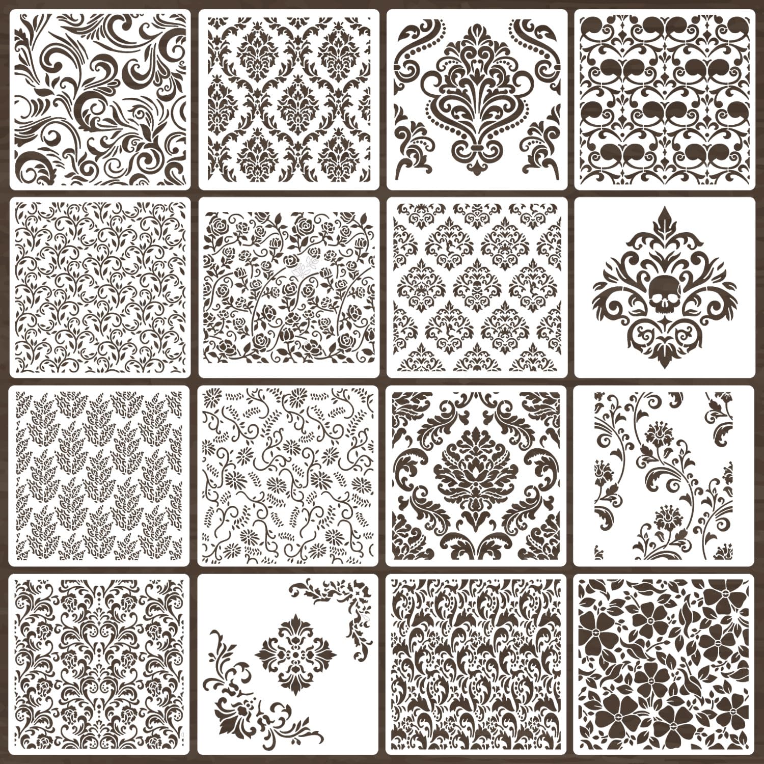 Amazon.com: Damask Stencils for Crafts Reusable 6” Texture Stencils ...