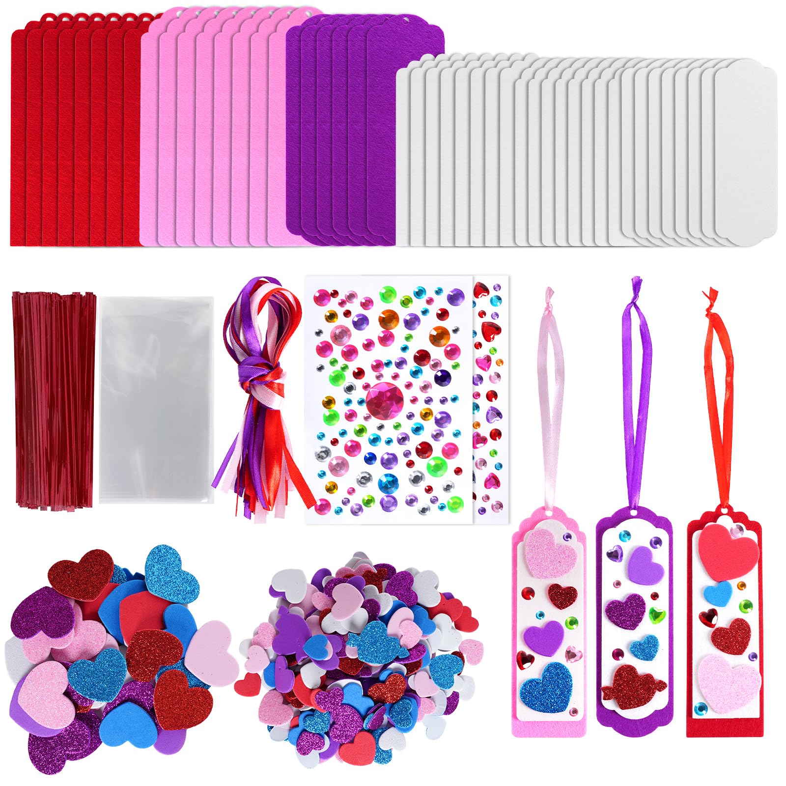 Amazon.com: 24 Sets Valentine's Day Decorations DIY Bookmarks Craft ...