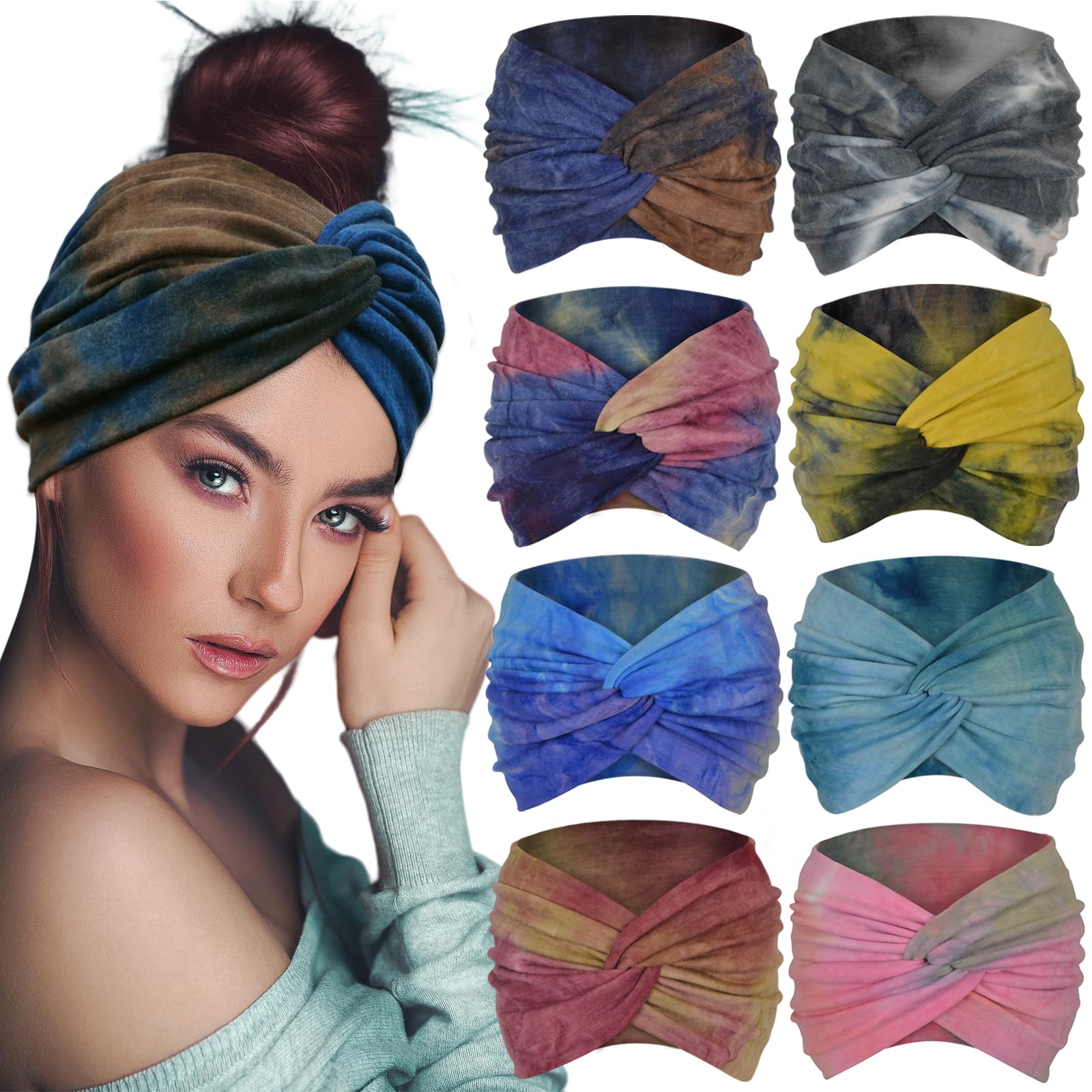 Amazon.com : Sefiinh Boho Extra Wide Headbands For Women 7'' Large ...