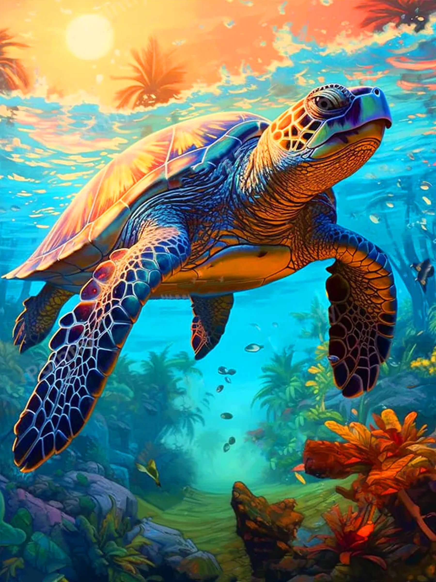 Amazon.com: Benjenes Sea Turtles Paint by Numbers Kit for Adults-Sea ...