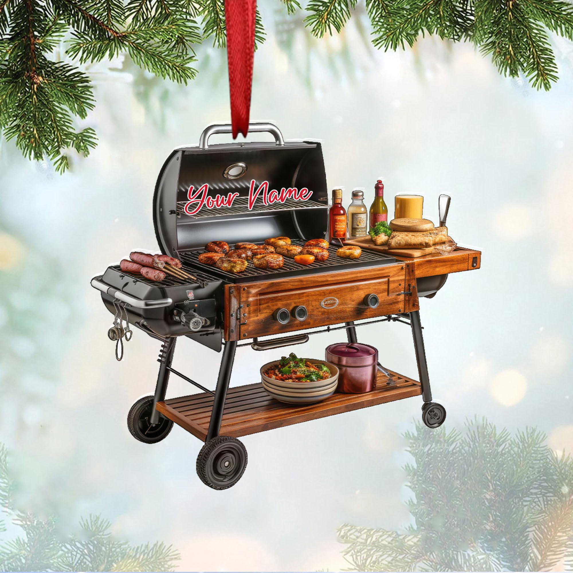 Amazon.com: Personalized Grill Christmas Ornaments, BBQ Grill Ornament ...