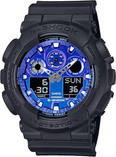 Amazon.com: G-Shock Casio Analog-Digital Flame Inside Blue Dial Black ...
