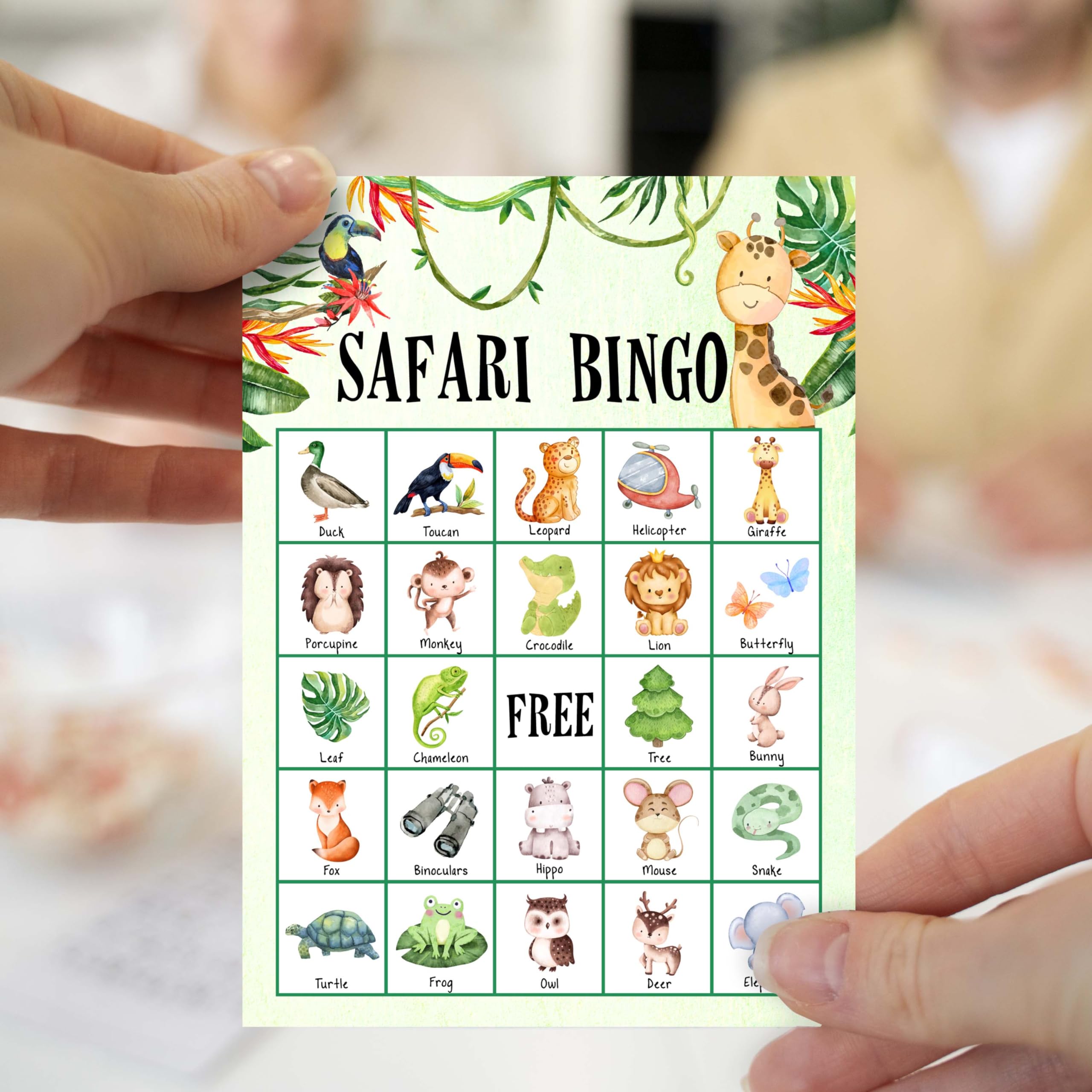 Jungle Baby Shower Bingo Template