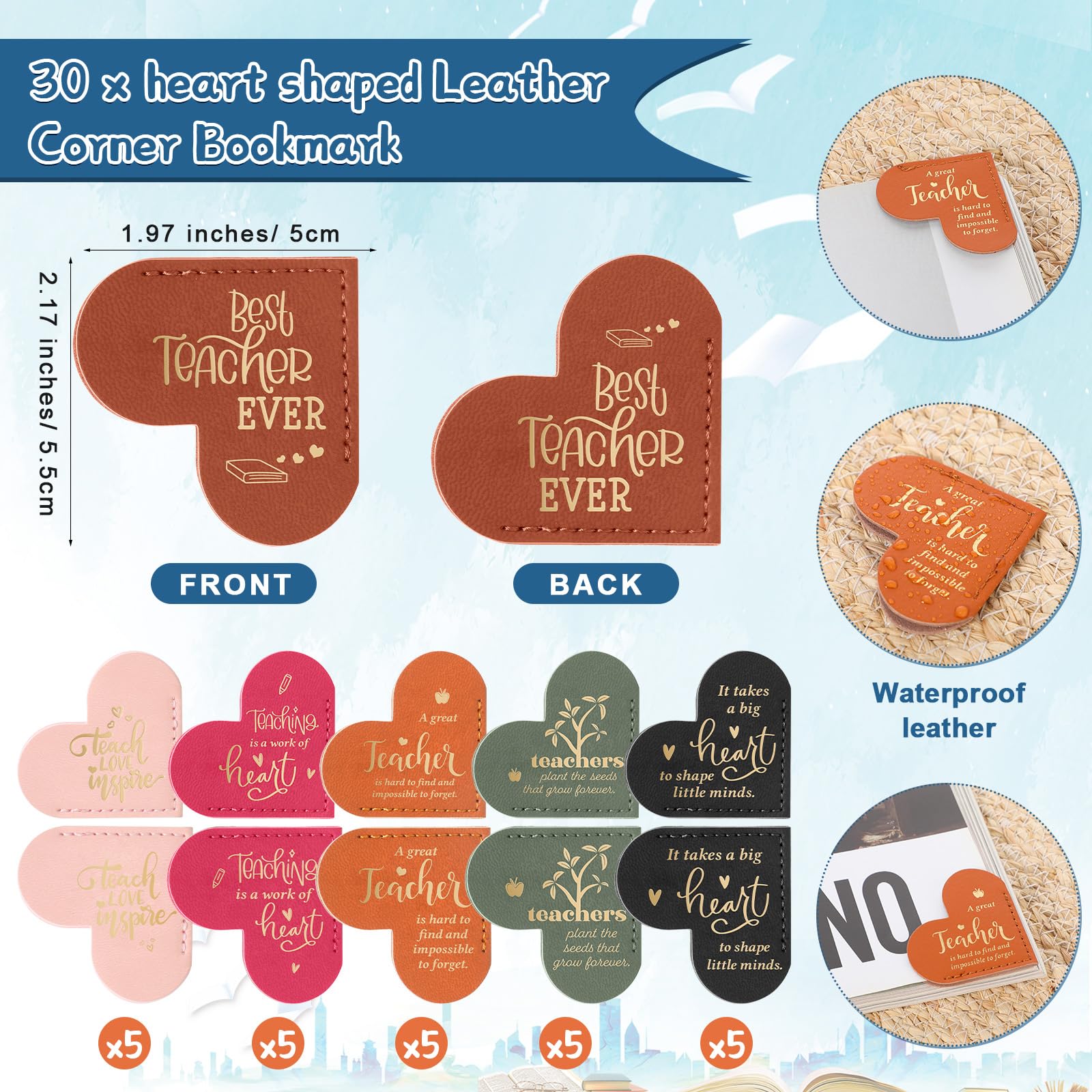 Snapklik.com : Sinload 30 Sets Back To School Gifts Bulk Leather Heart ...