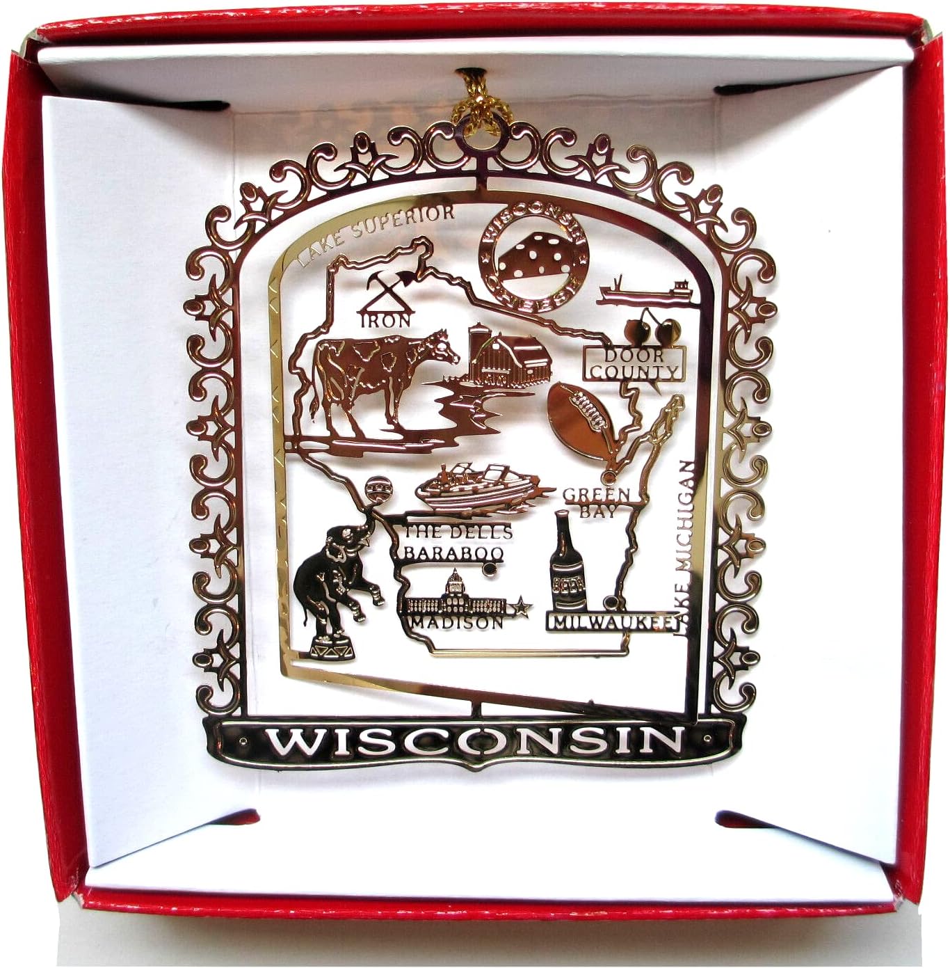 Amazon.com: WODORO Christmas Decor Wisconsin State USA America 2D FLAT ...