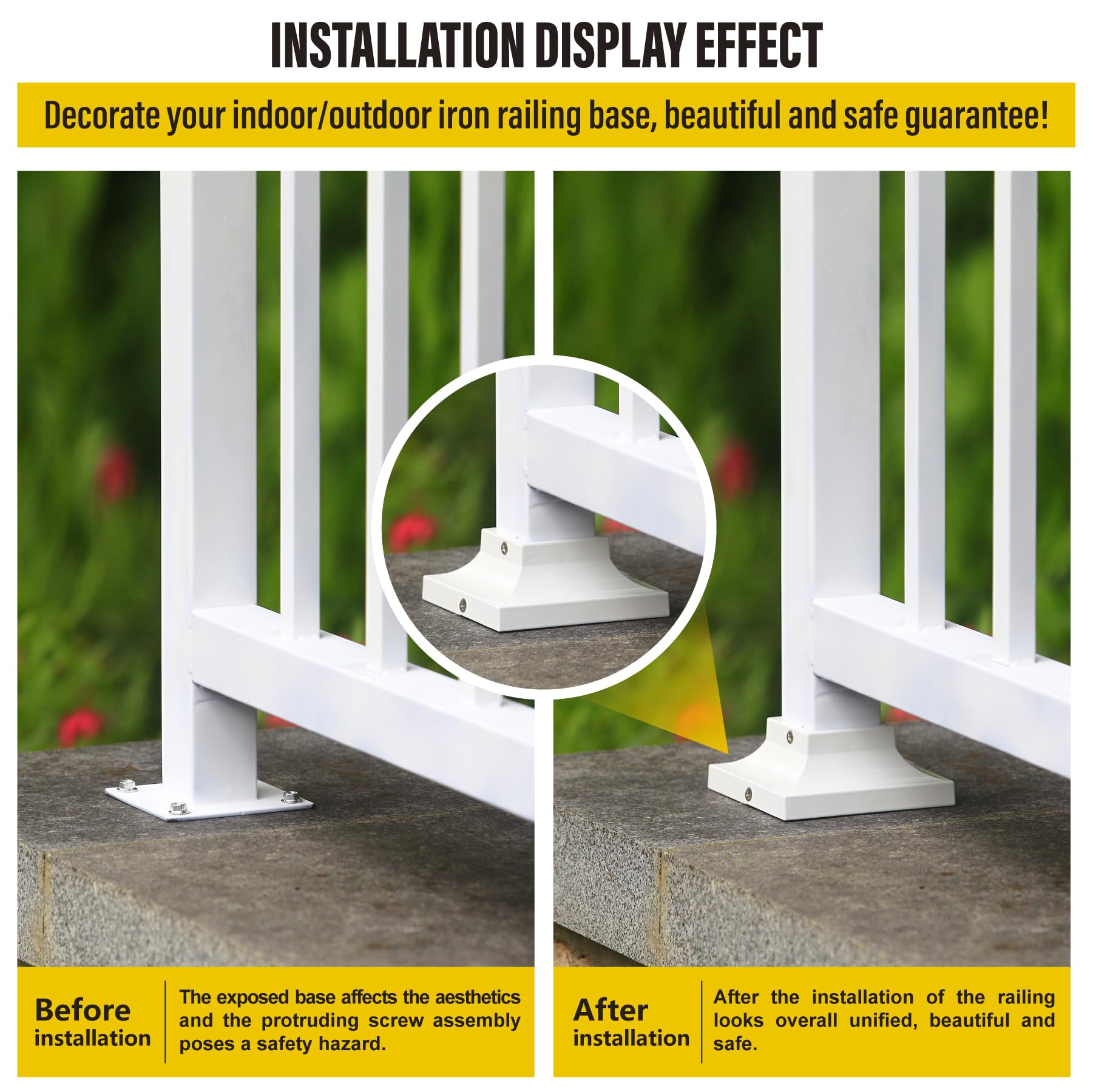 Snapklik.com : Epcee 8pcs Post 2" Aluminum Deck Post Base Cover, Post ...