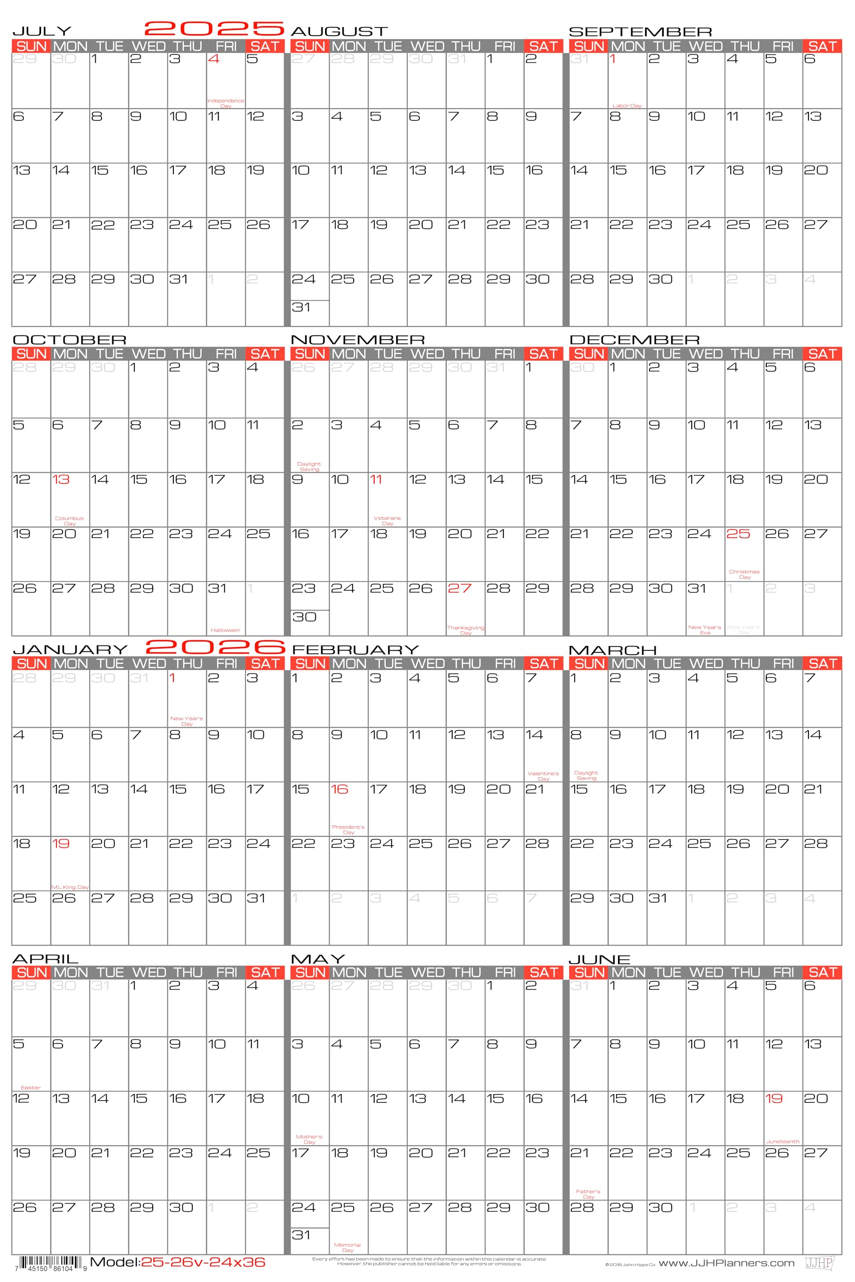 Academic Diary 2025 FULL YEAR Calendar Wall Planner Home Office Work ...
