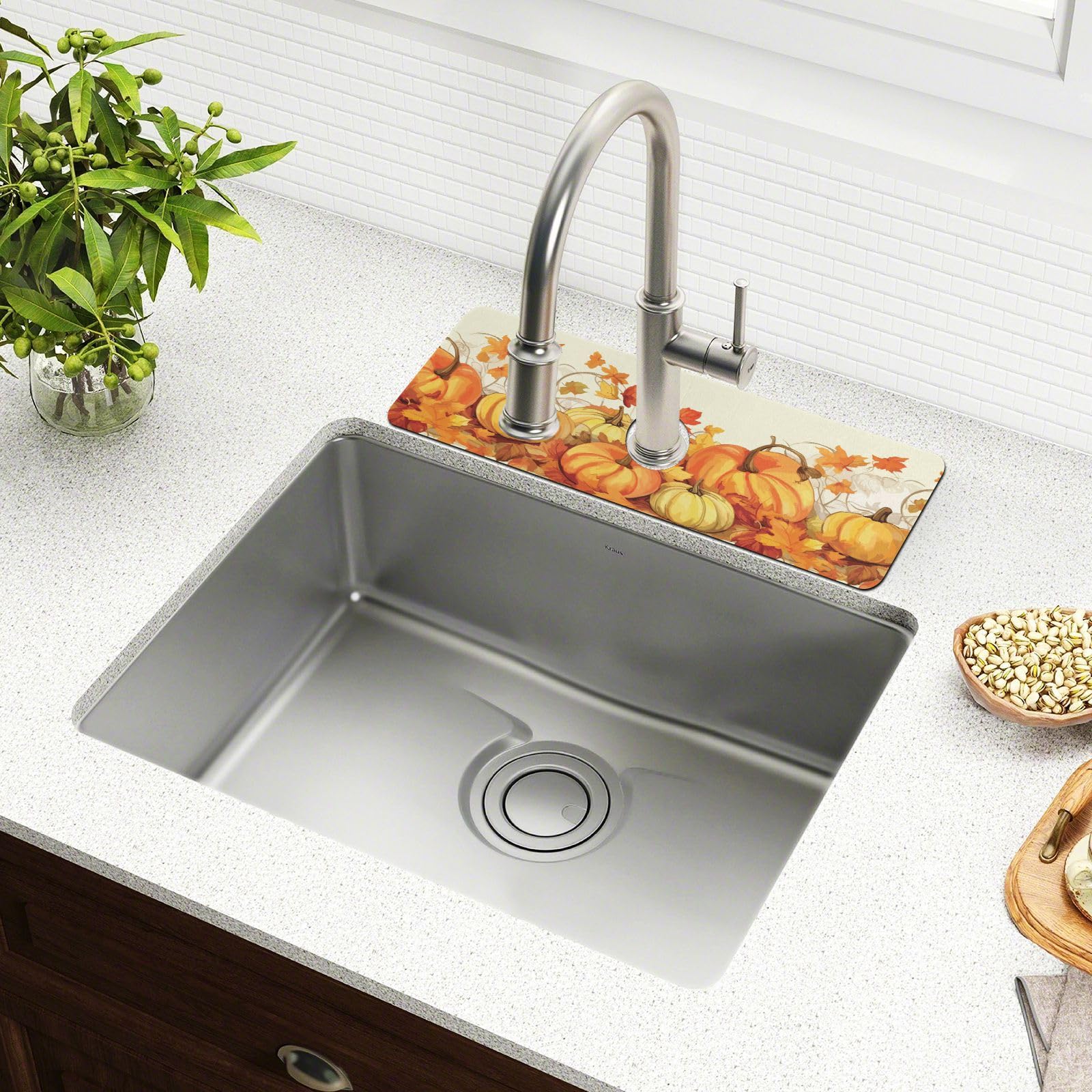 Faucet Water Catcher Mat Autumn Pumpkins Maples Thanksgiving Fall ...
