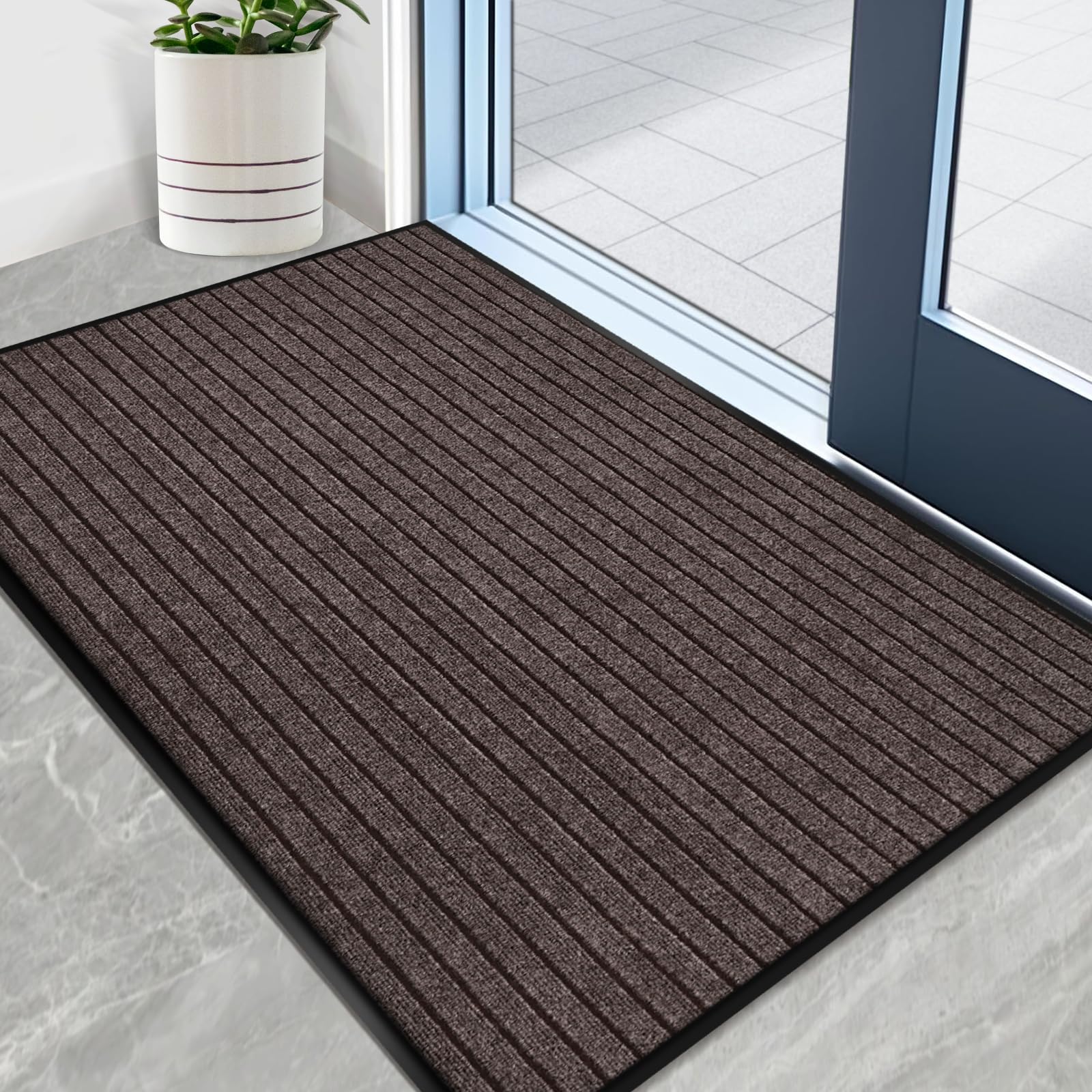 Door Mat, Heavy Duty Large Doormat Entrance Welcome Mat, Durable Rubber ...