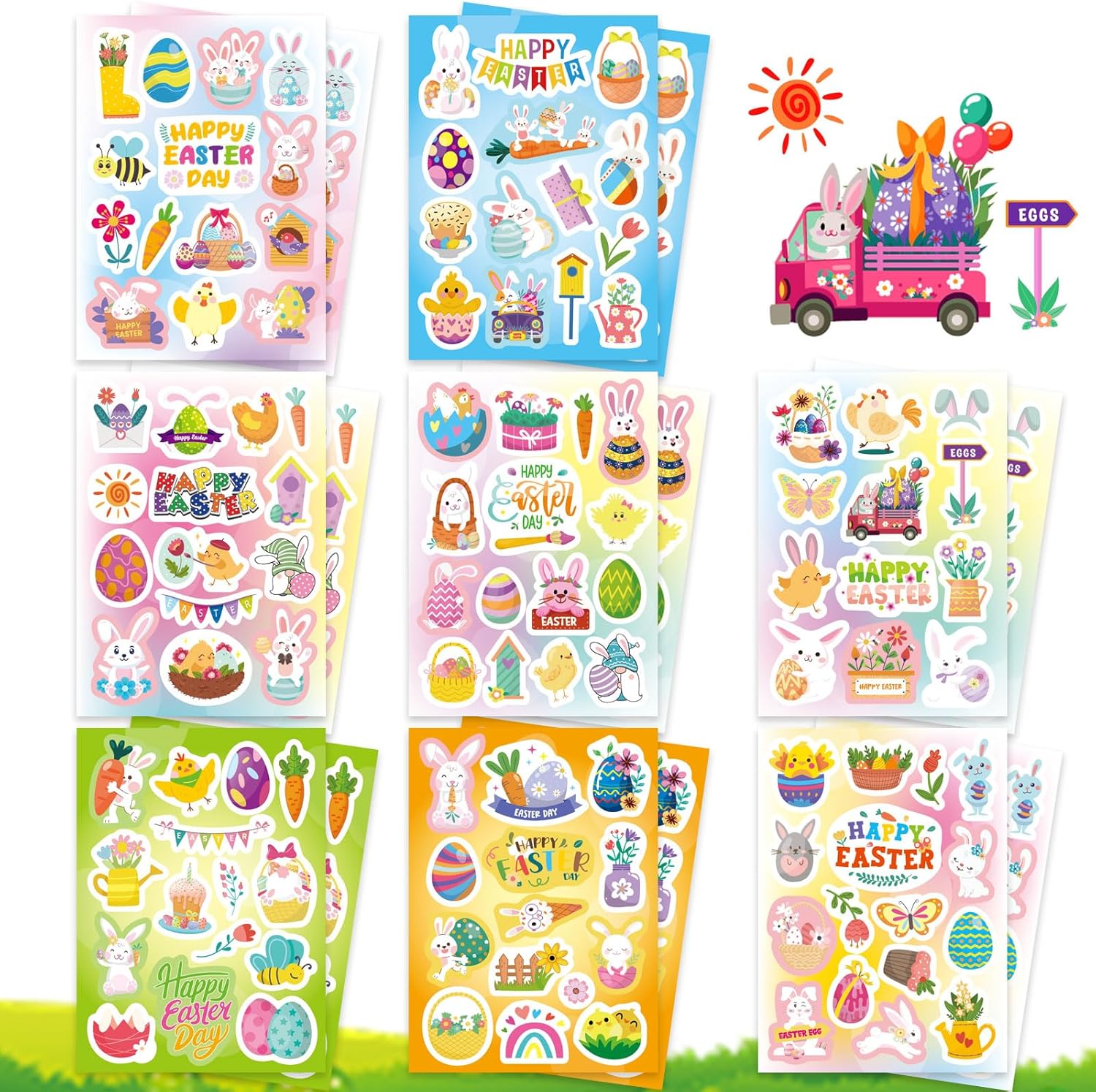 Easter Stickers,16 Sheets Easter Stickers for Children Kids, Self ...