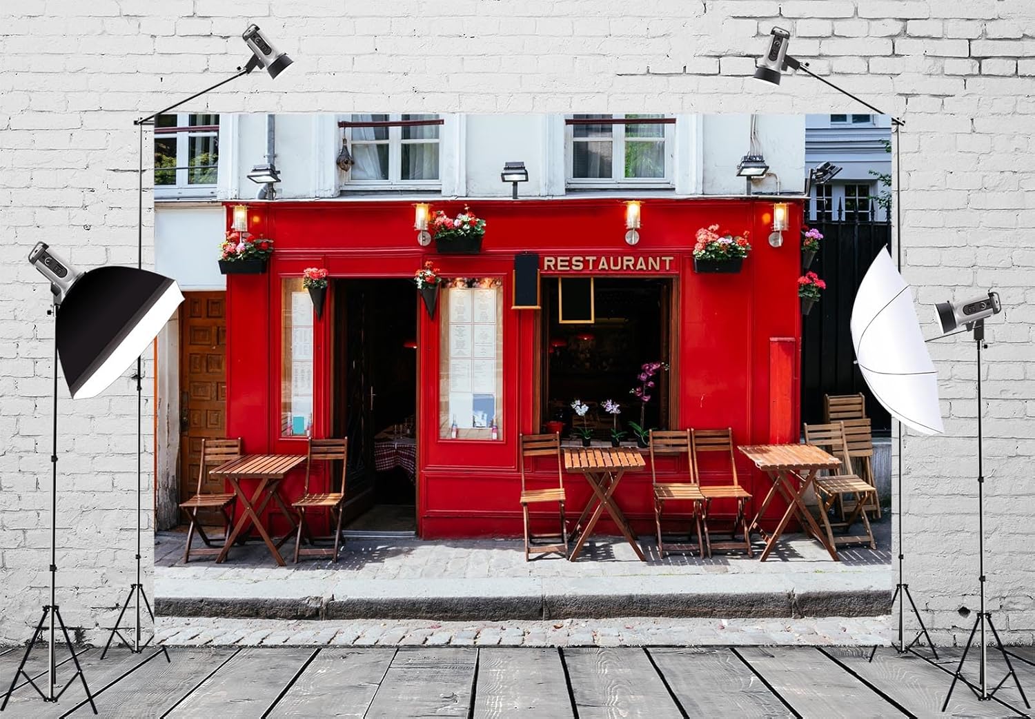 BELECO 15x10ft Fabric Paris Street Cafe Restaurant Backdrop France ...