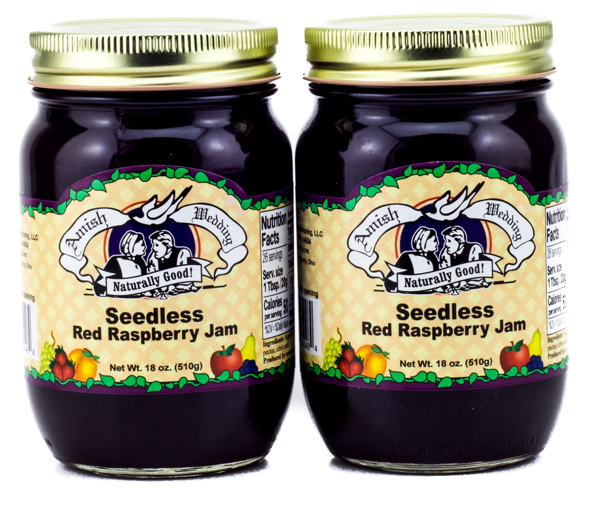 Amazon.com: Amish Wedding Seedless Red Raspberry Jam 18 Ounces (Pack of ...
