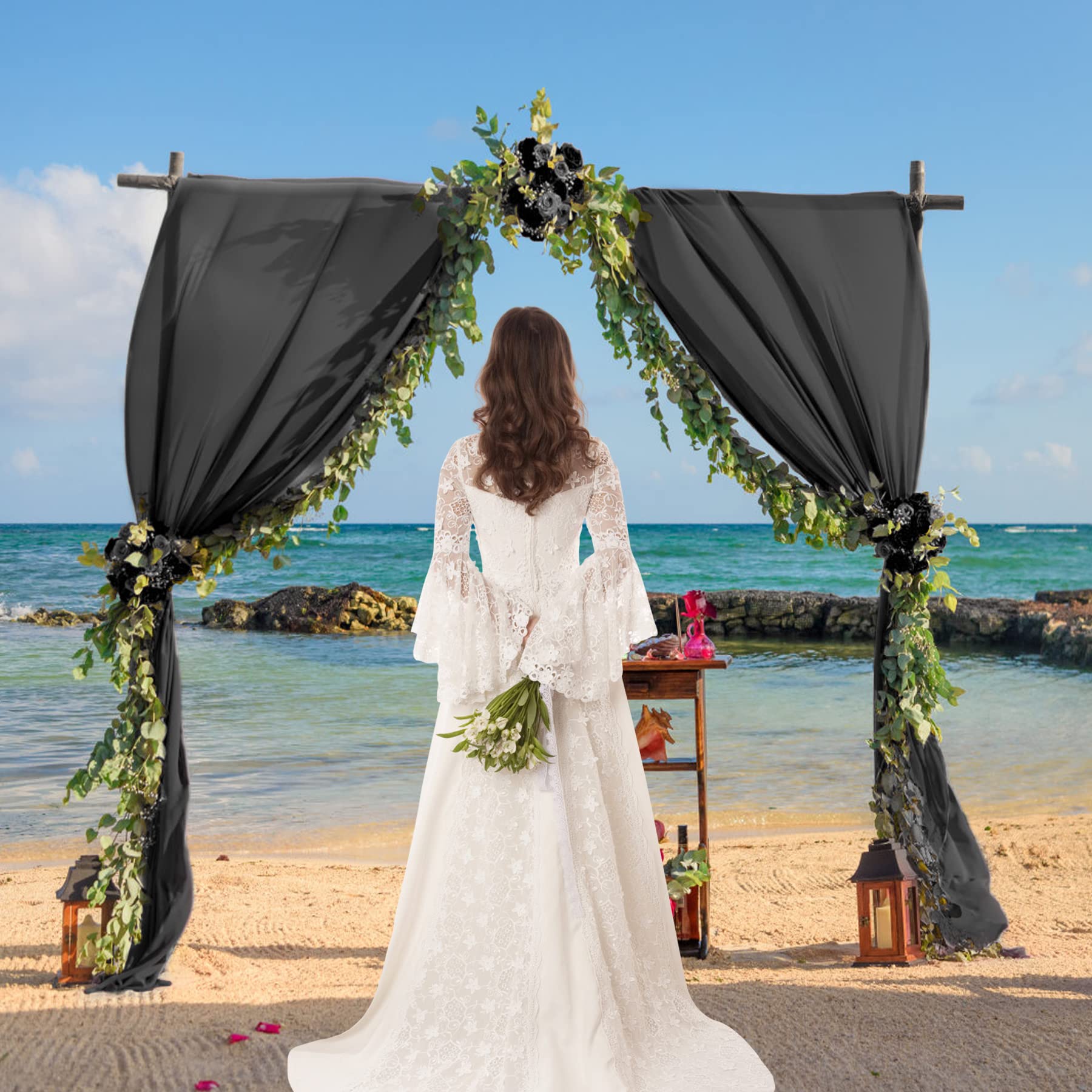 Wedding Arch Draping Fabric 19FT 2 Panels Black Wedding Arch Drapery ...
