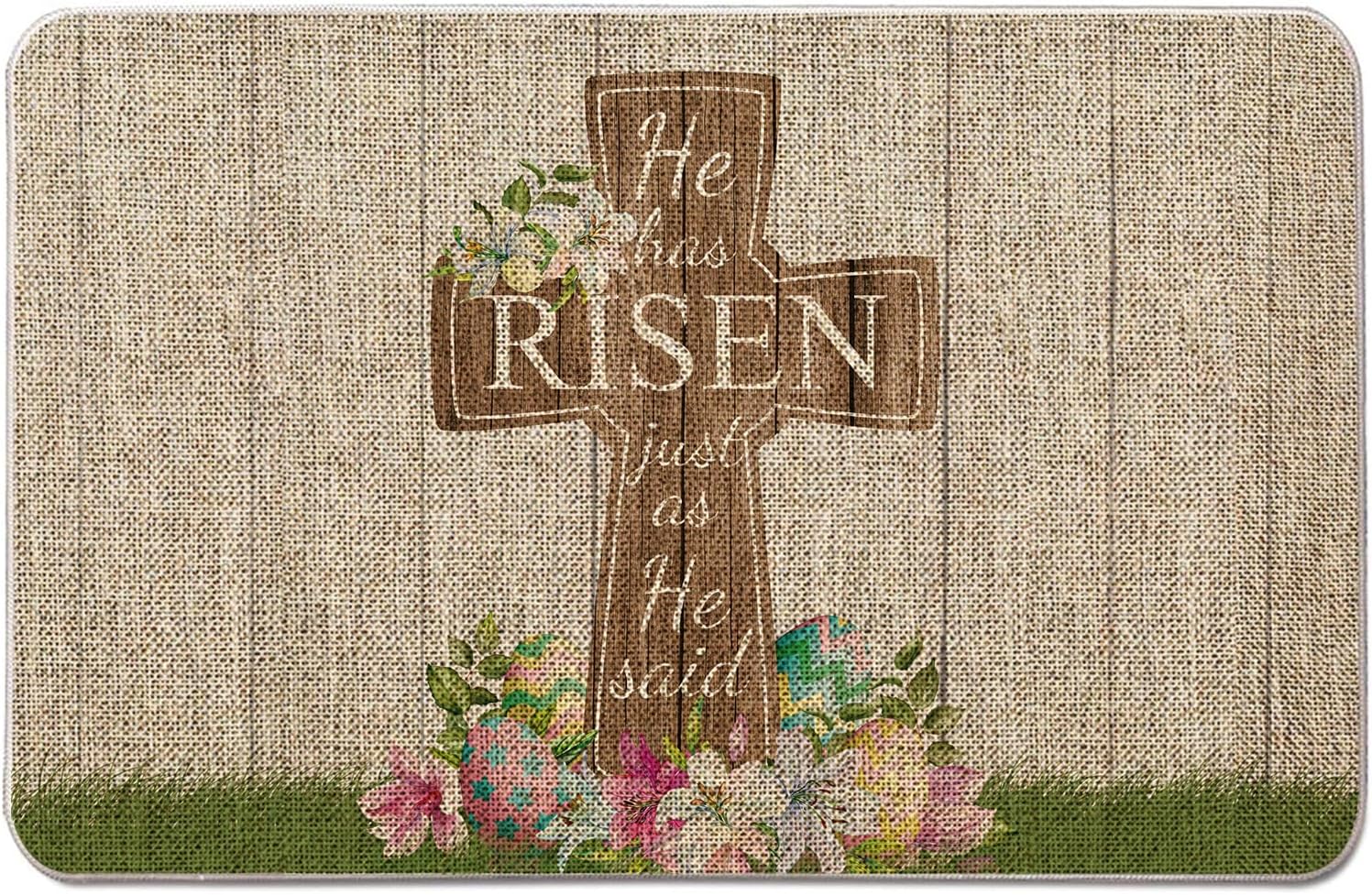 Amazon.com: GAGEC Happy Easter Door Mat Cross Egg Flowers Rug Farmhouse ...