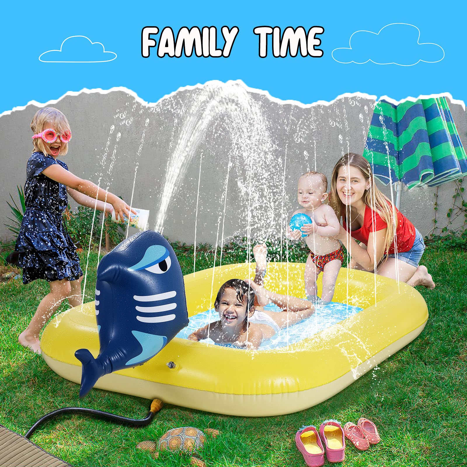 Snapklik.com : Magifire Splash Pad Sprinkler For Kids, Shark 3-in-1 ...