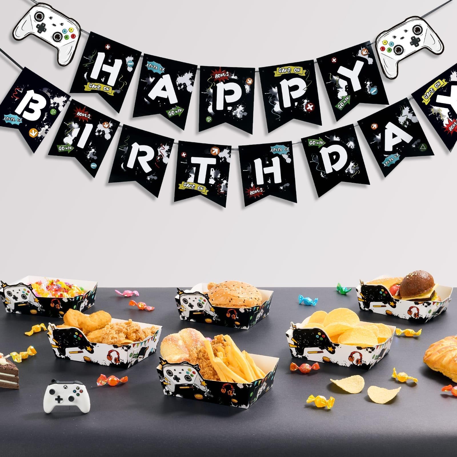 Snapklik.com : 24 PCS Game Food Trays - Video Game Birthday Decorations ...