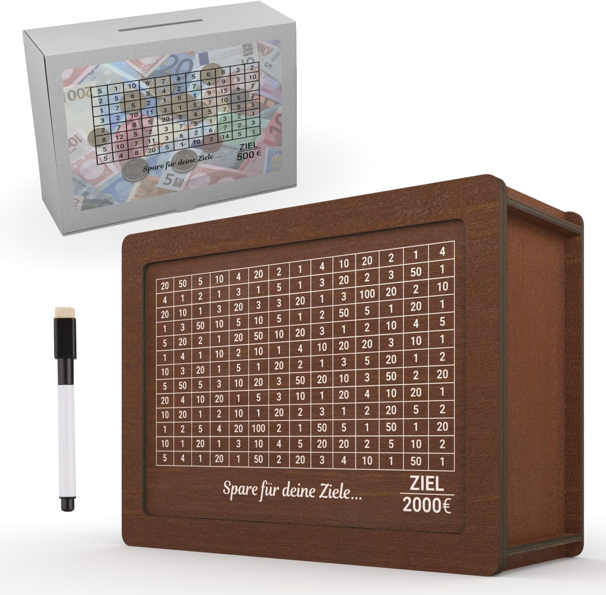 Spardose mit Zähler für 10000 Euro, Abnehmbare Markierung Holz Sparbox ...