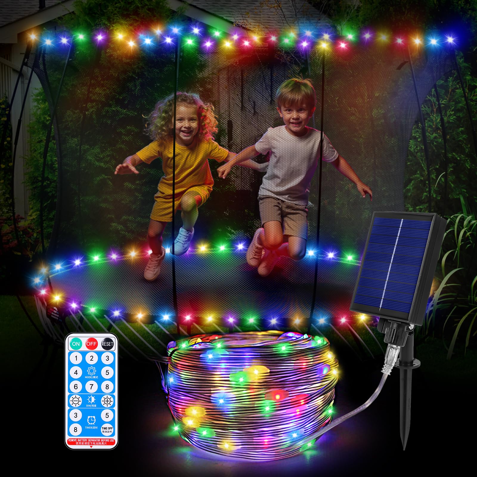 Amazon.com: Solar Trampoline Lights Rope Lights 40ft, 120 LEDs USB ...