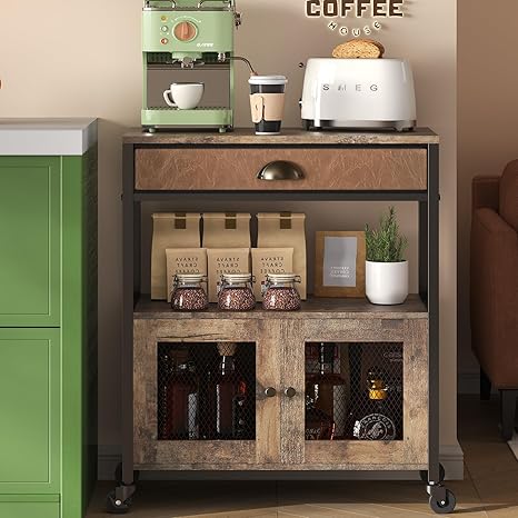 Amazon.com: X-cosrack Coffee Bar Cabinet，3 Tiers Kitchen Coffee Cart ...