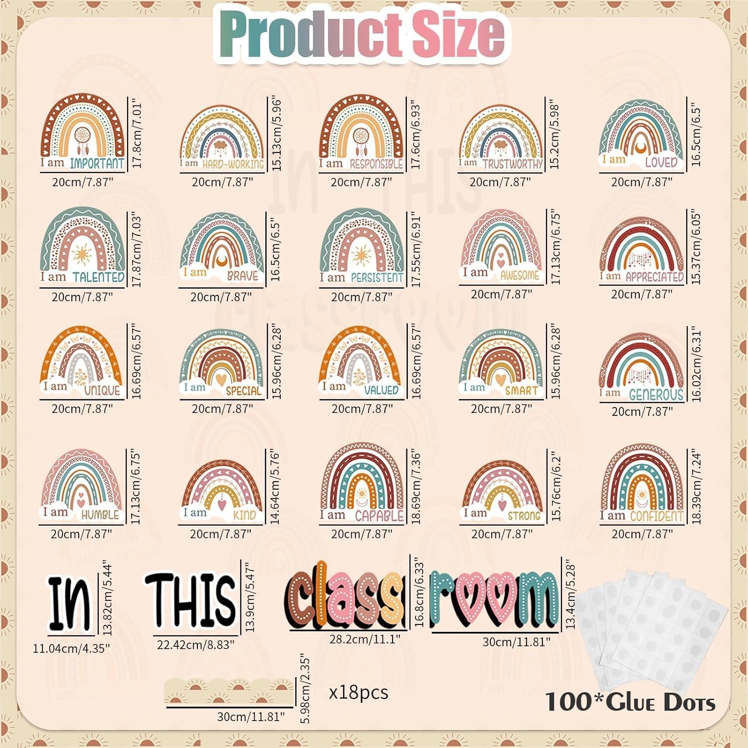 Snapklik.com : Bulletin Board Decorations, Boho Classroom Decor Set, 43 ...