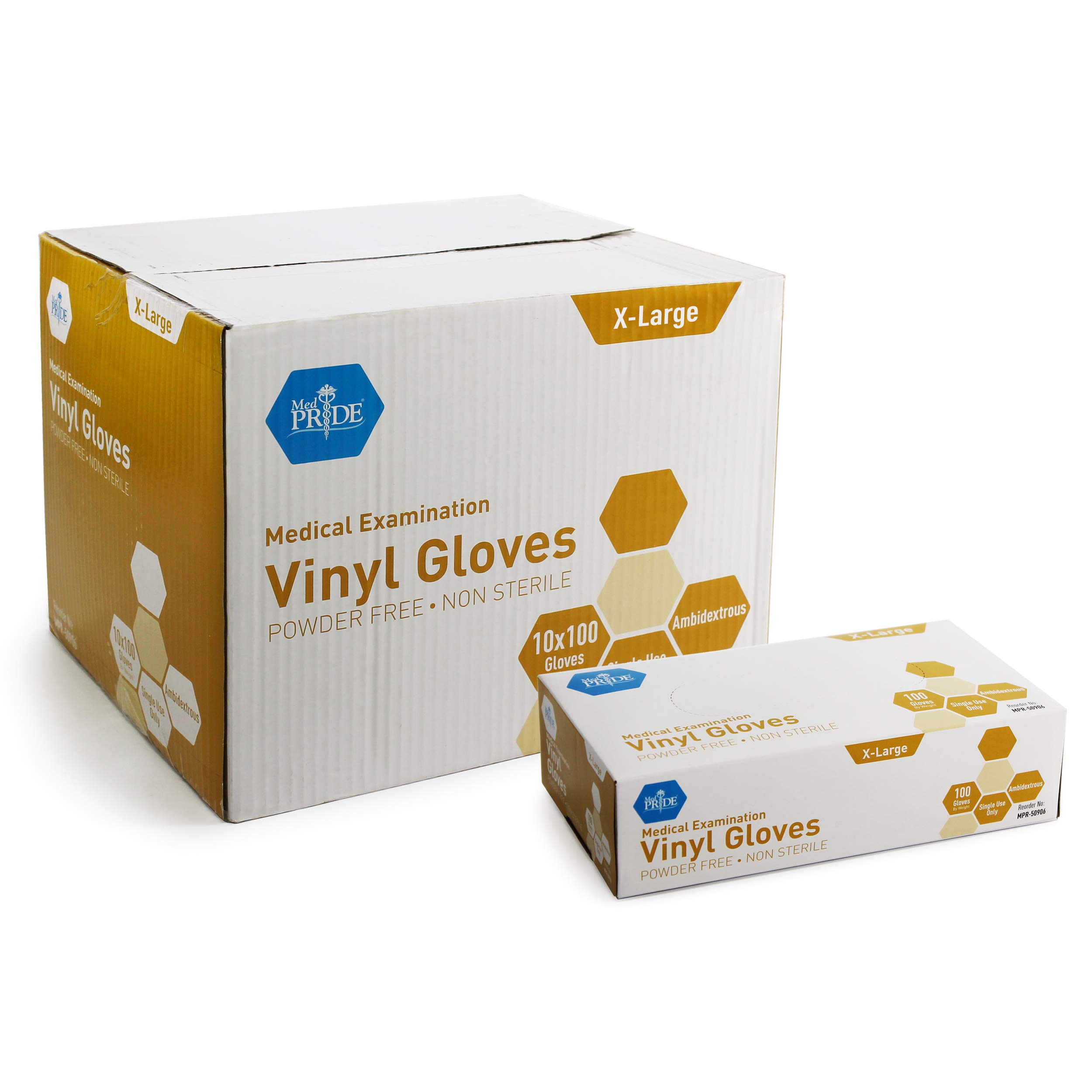 MED PRIDE Medpride Medical Vinyl Examination Gloves (X-Large, 1000 ...