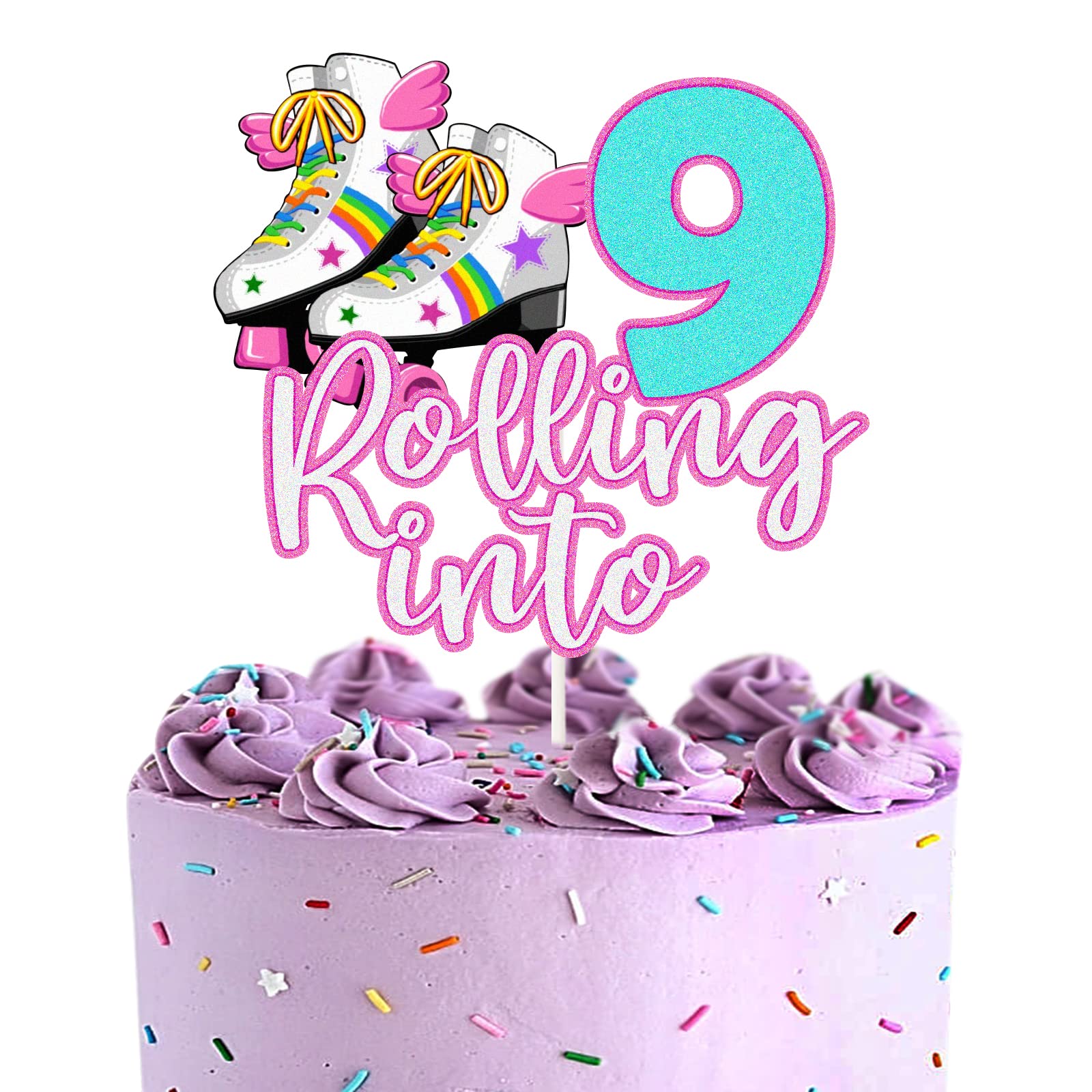 Rolling Into 9 Cake Topper Throwback Happy 9th Birthday Cake ...