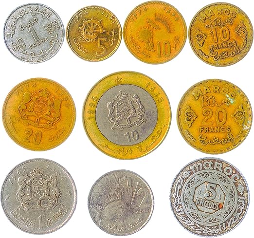 Amazon.com: Morocco 10 Mixed Coins | Santimat | Francs | Dirham ...