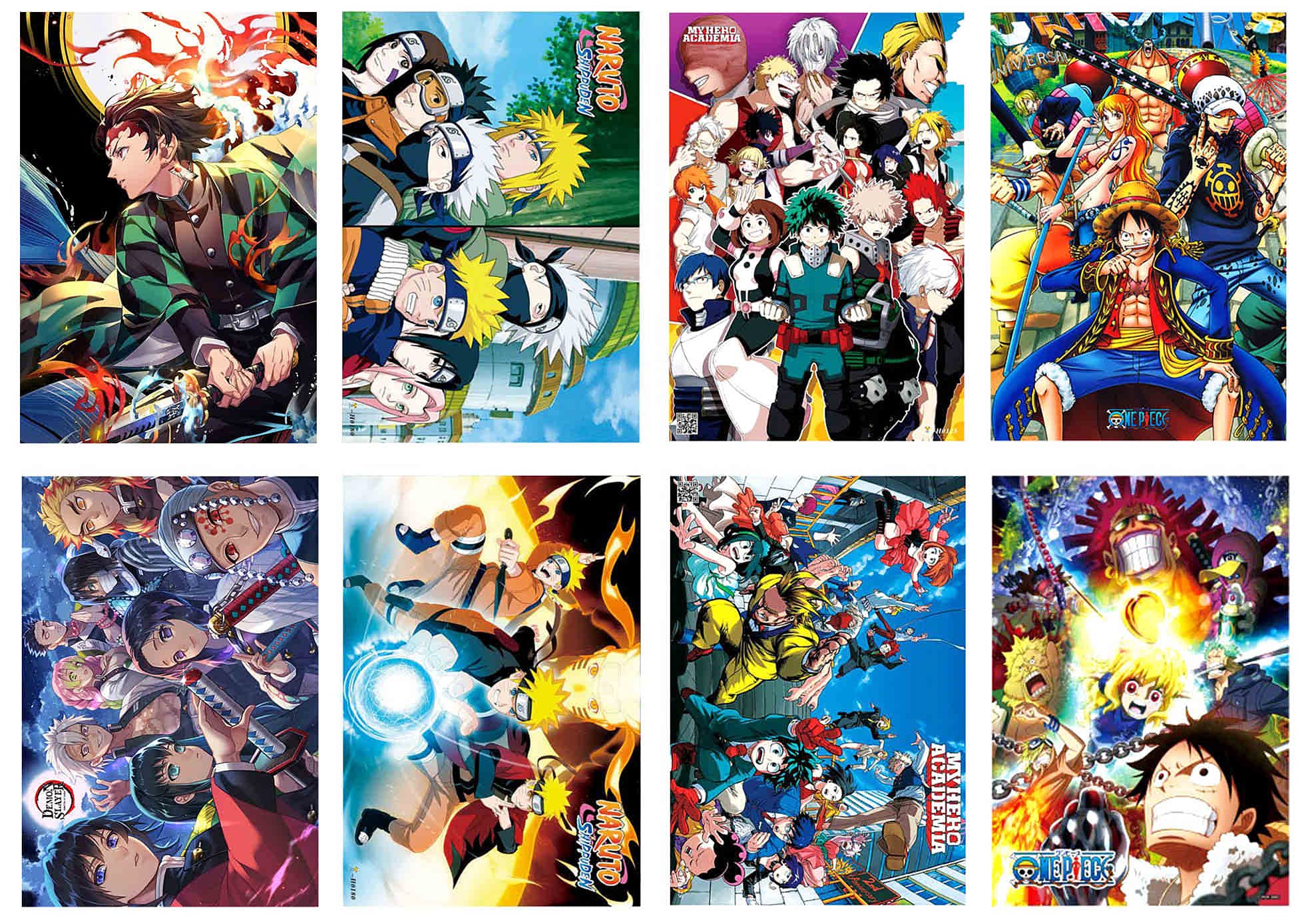 Assorted Anime Posters 4 Kinds One Piece Demon Slayer My Hero Academia ...