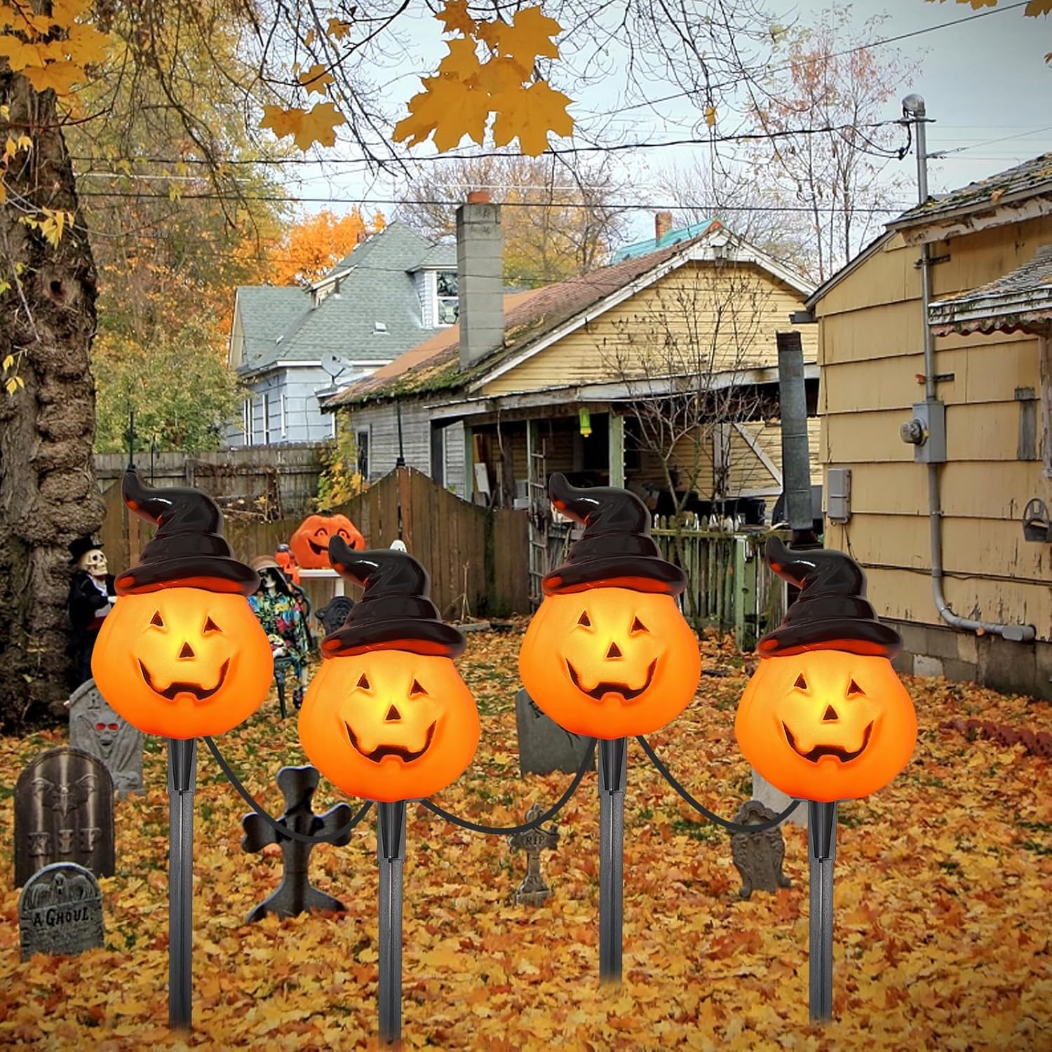 Amazon.com: Abeja Halloween Pumpkin Pathway Marker Lights, C7 Halloween ...