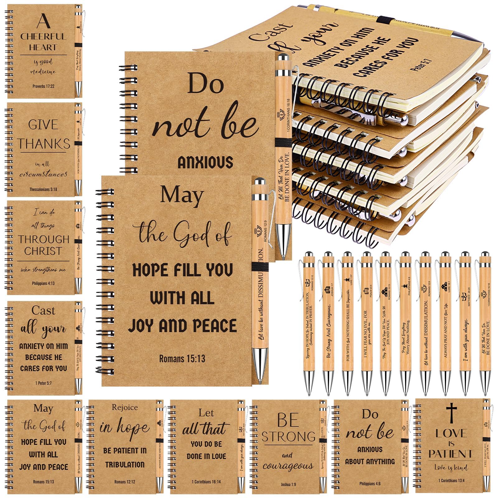 PIAOPIAONIU 20 Pcs Christian Gifts Bible Verse Notebook Ballpoint Pen ...