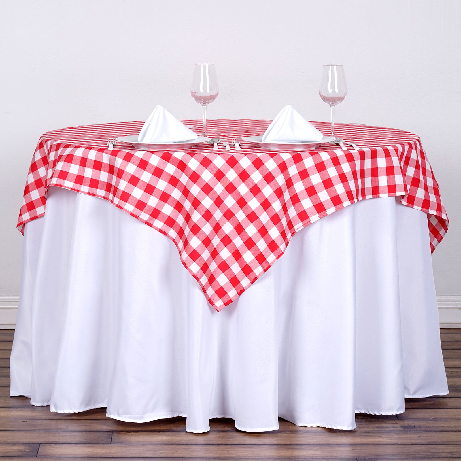 Amazon.com: BalsaCircle 54-Inch Red Square Gingham Checkered Polyester ...