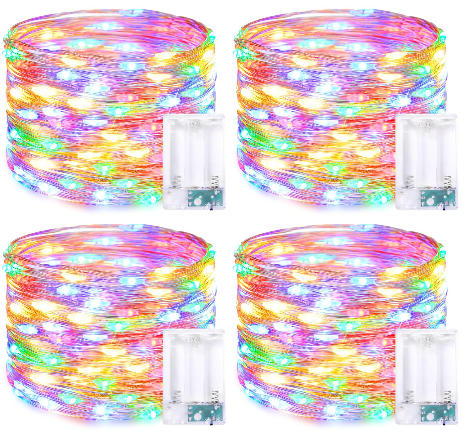Amazon.com: JMEXSUSS 4 Pack 50 LED Multicolor Fairy Lights Battery ...