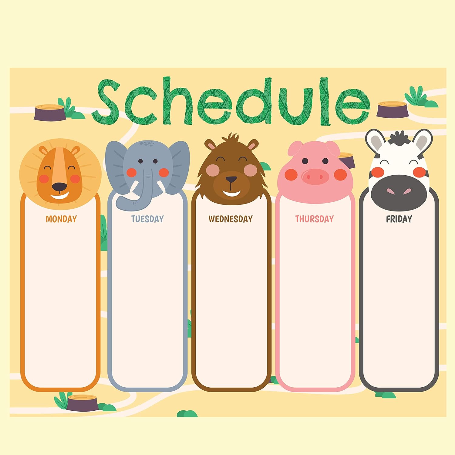 Amazon.com: Weekly Schedule Poster – Animals – Large 16 x 20 ...
