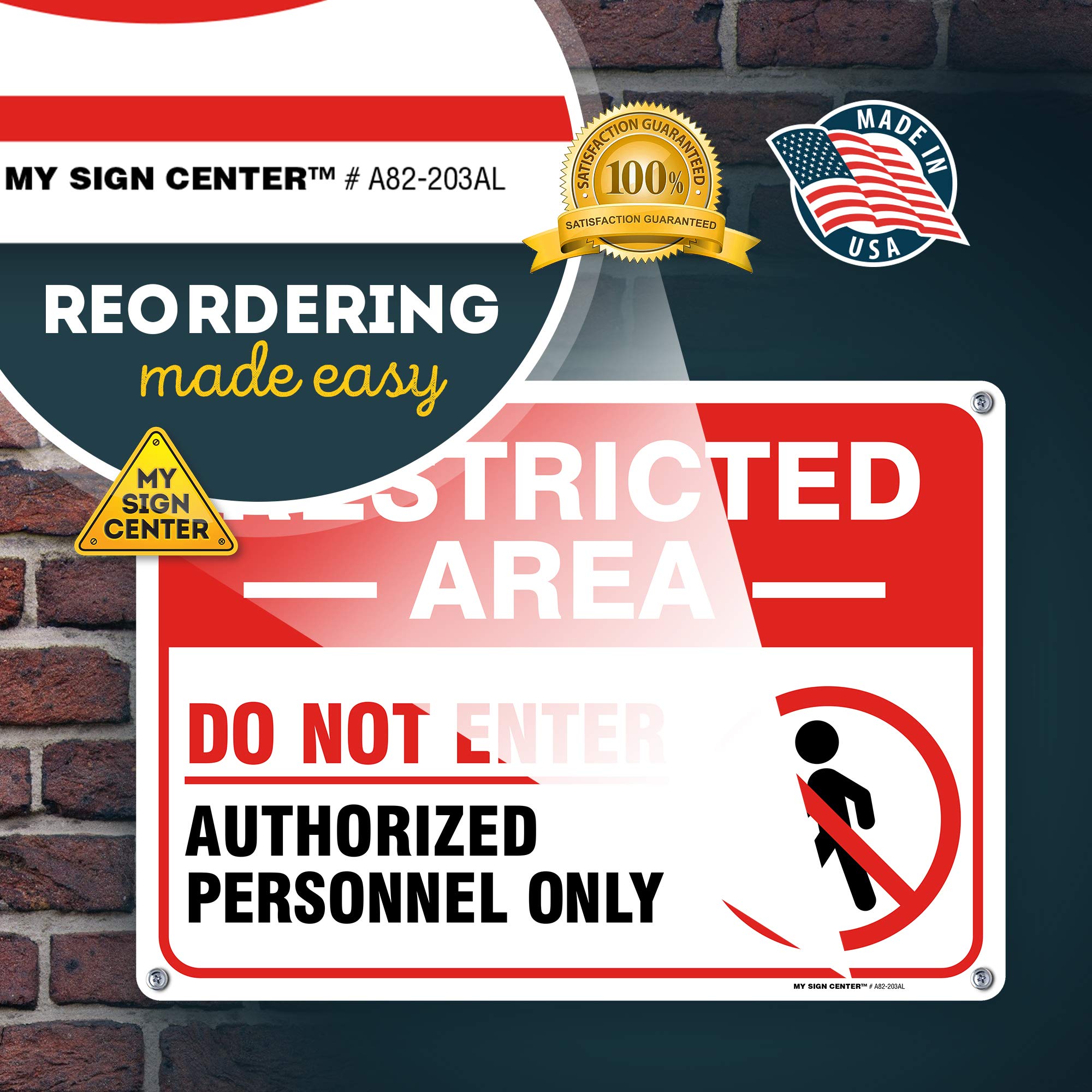 Warning Restricted Area Sign Authorized Personnel Only, Easy Mounting ...