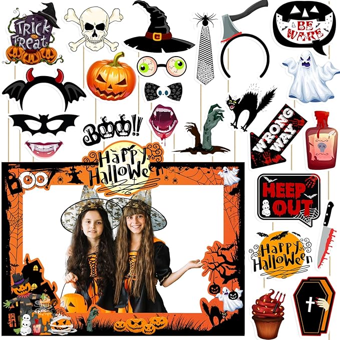 Amazon.com: SKJIAYEE Halloween Photo Booth Props Kit - Large Size ...