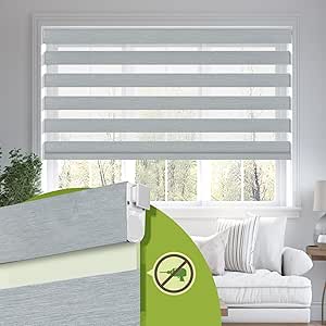 Amazon.com: MoDanCeQ No Drill No Tools Cordless Dual Layer Zebra Blinds for Windows, Blackout ...