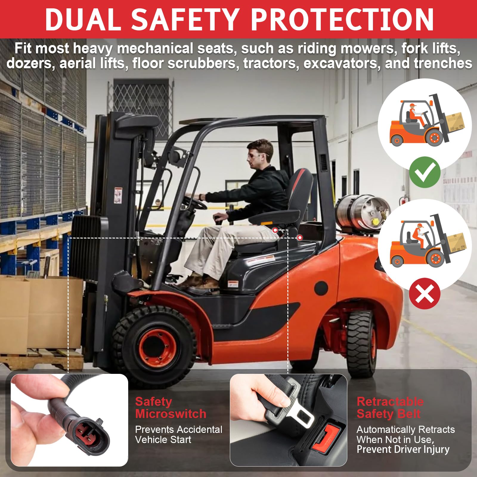 Snapklik.com : Universal Tractor Seat,Highback Low Suspension Forklift ...