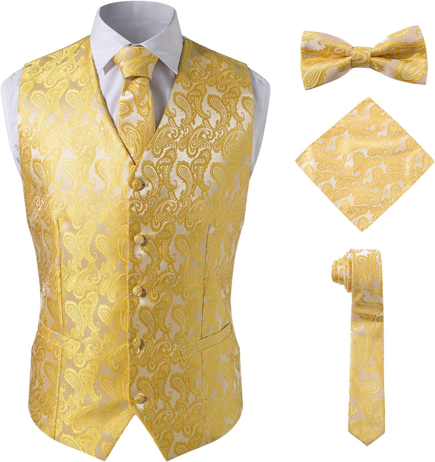 SuiSional Paisley Rose Gold Vest Set for Men for Tailcoat with Pockets ...