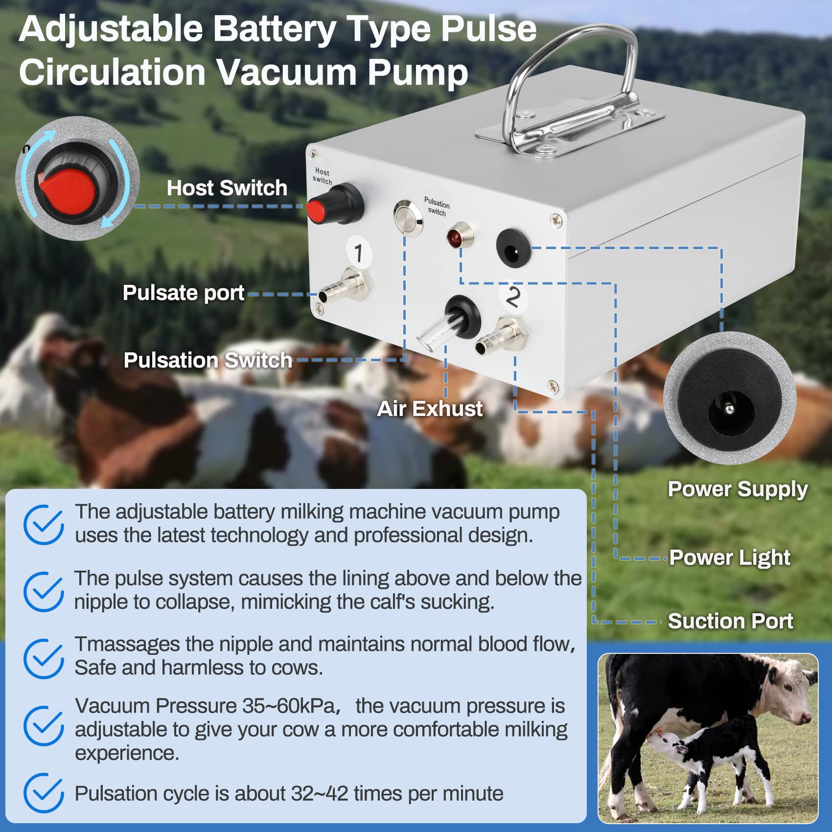 Snapklik.com : 5L Cow Milking Machine, Electric Pulsation Milking ...