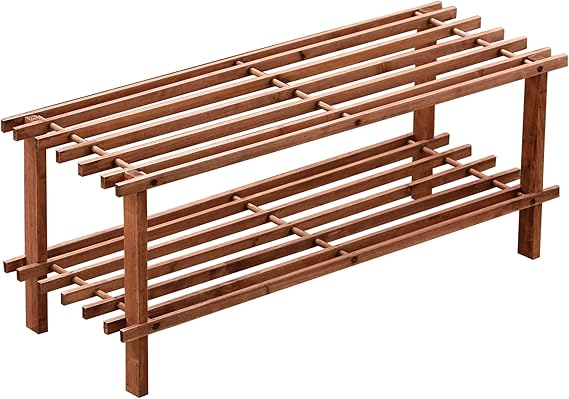 Premier Housewares Small Shoe Rack 2 Tier Slatted Shoe Racks Storage ...