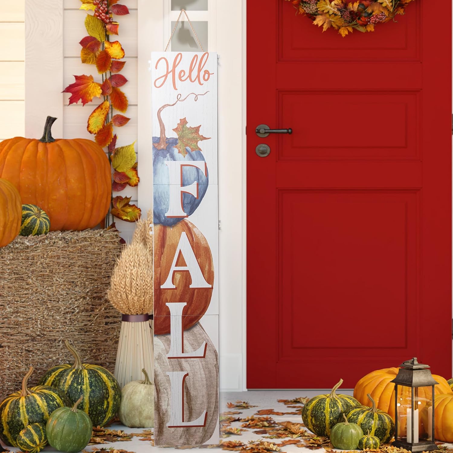Amazon.com: Defined Deco Hello Fall Welcome Sign for Front Porch Decor ...