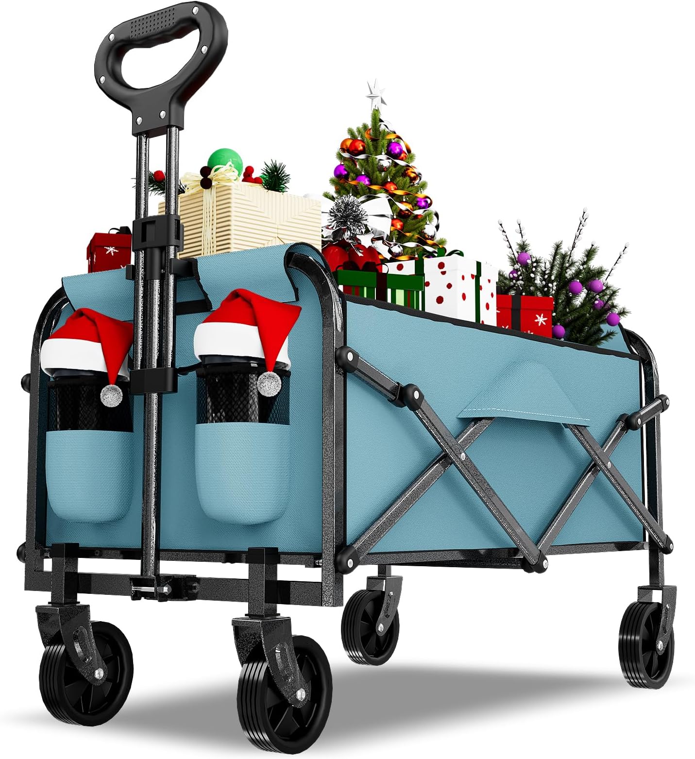 Amazon.com: Foldable Wagon Cart with Wheels Collapsible - 300 LBS Large ...