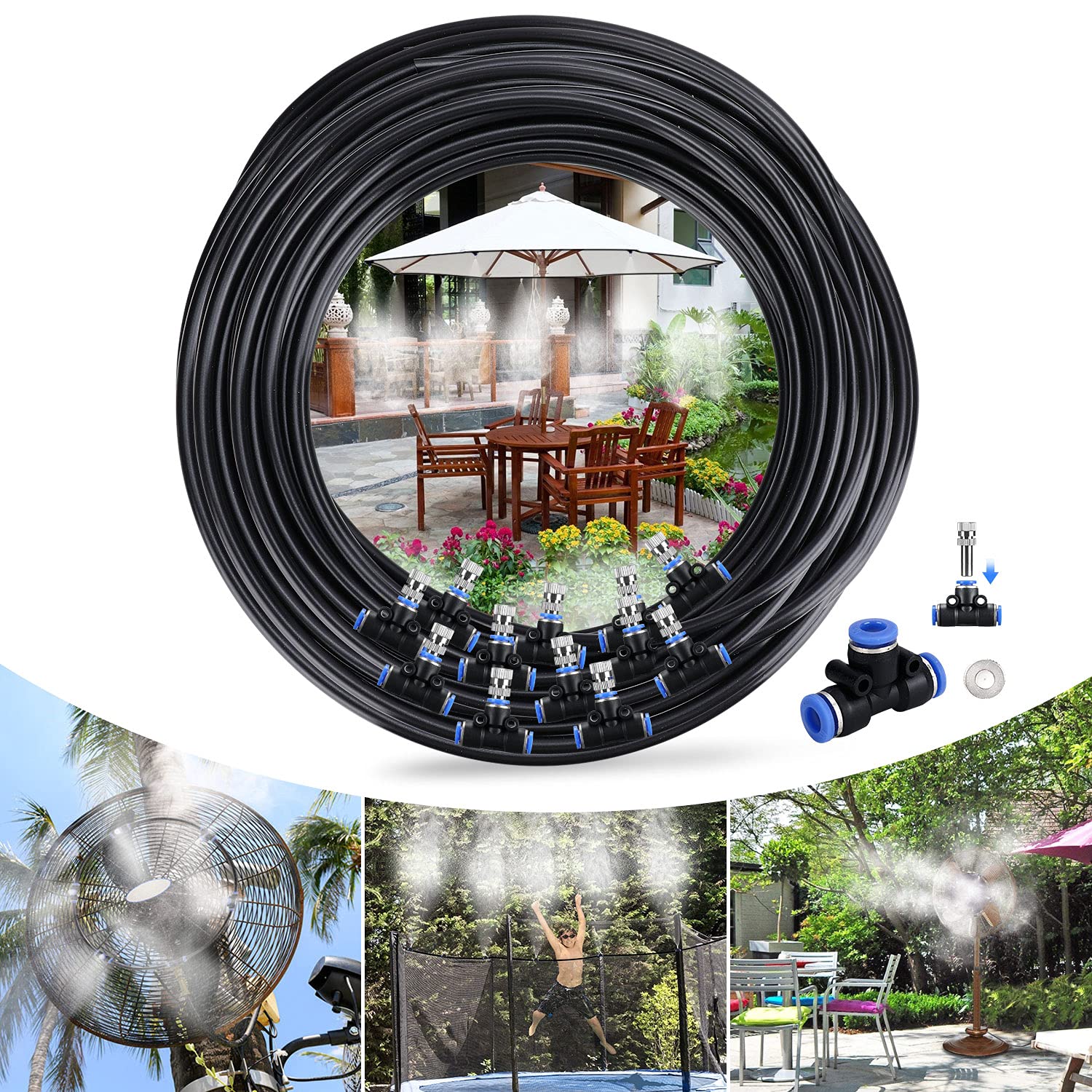 Homga Misting Systems, Misting Cooling System 50FT(15M) Misting Line ...