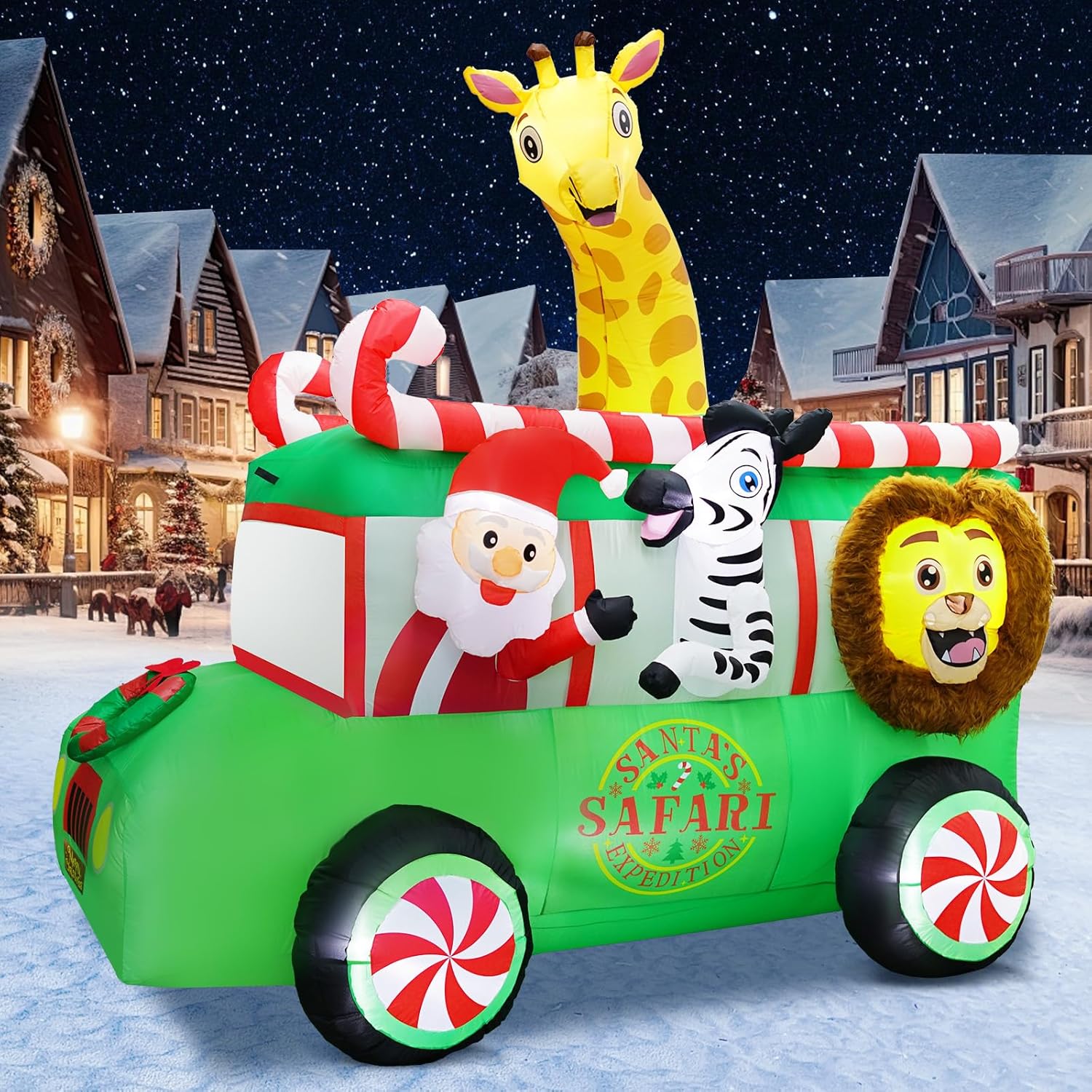 Amazon.com: inslife 8FT Length Christmas Inflatables Santa Animals Van ...