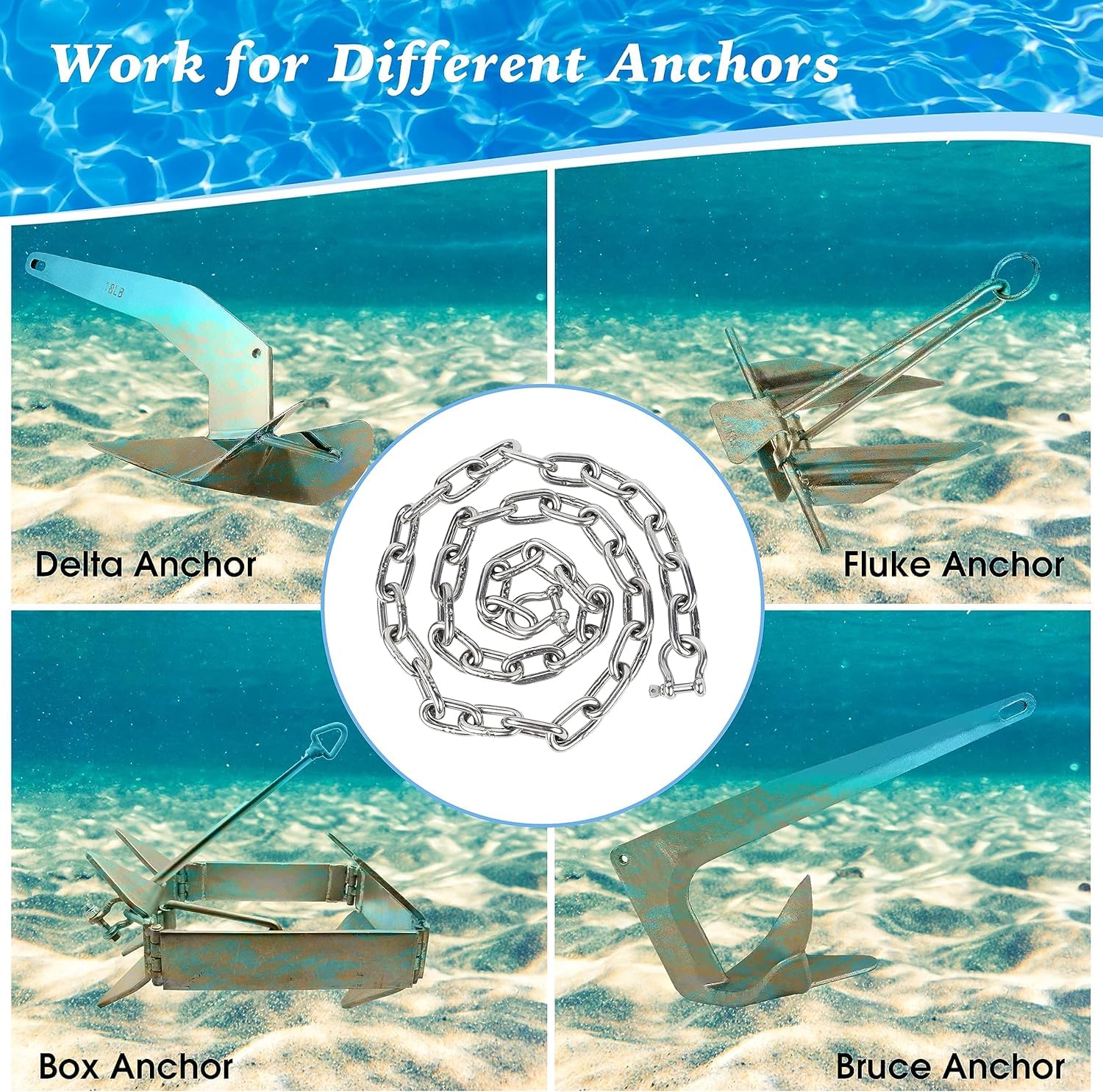 Snapklik.com : Boat Anchor Chain, 316 Stainless Steel Marine Grade ...