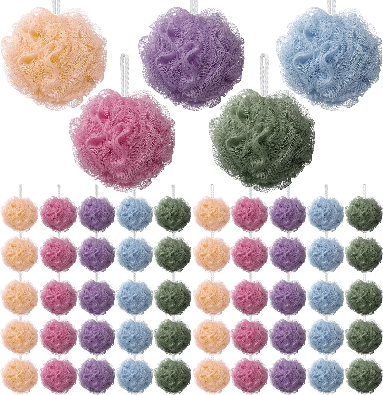 Amazon.com: Nitial 50 Pcs Large Bath Shower Loofah Sponge Bulk 60g ...